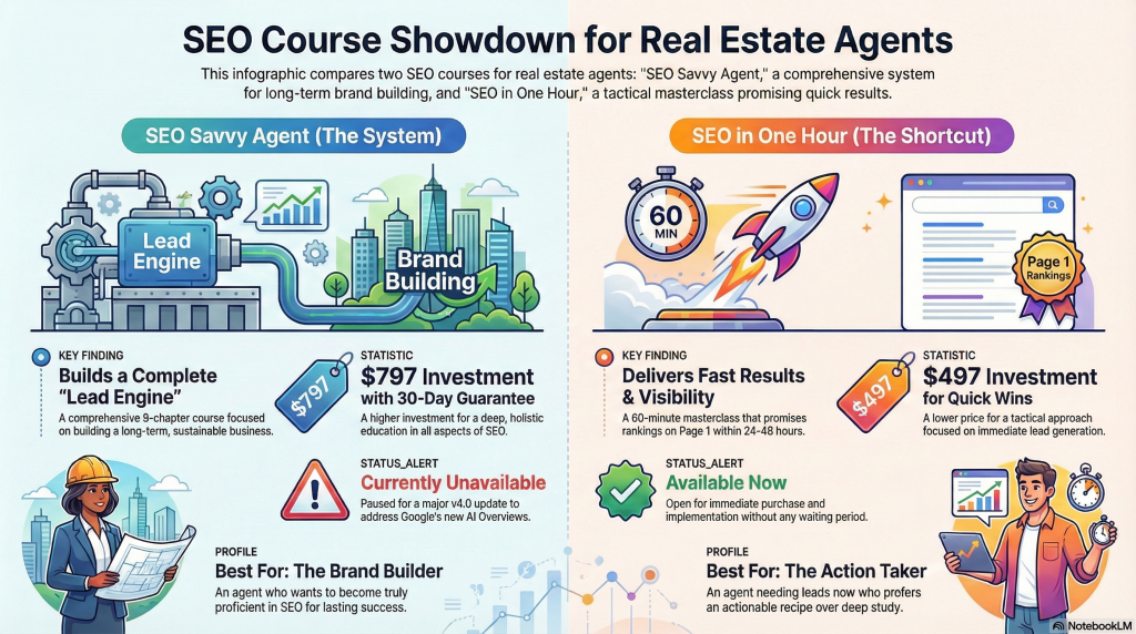 SEO Savvy Agent vs SEO in One Hour (2025 Real Estate SEO Course Comparison)